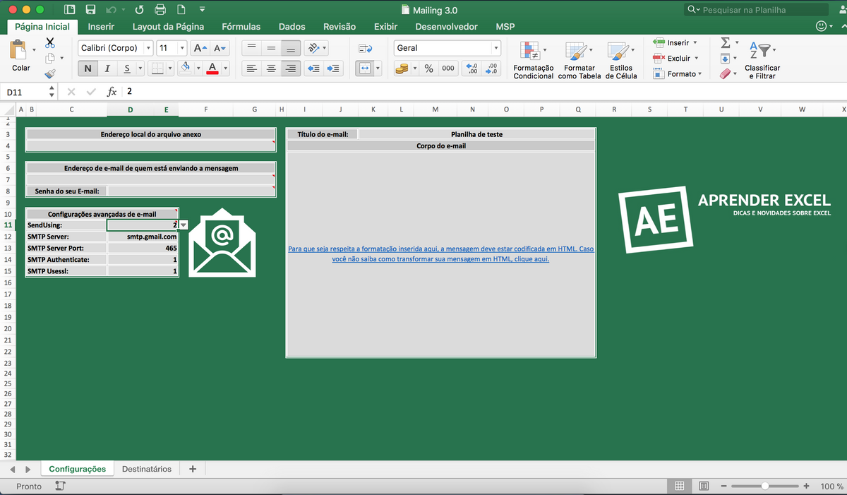 Planilha para Enviar E-mail pelo Excel – luzsia.vc